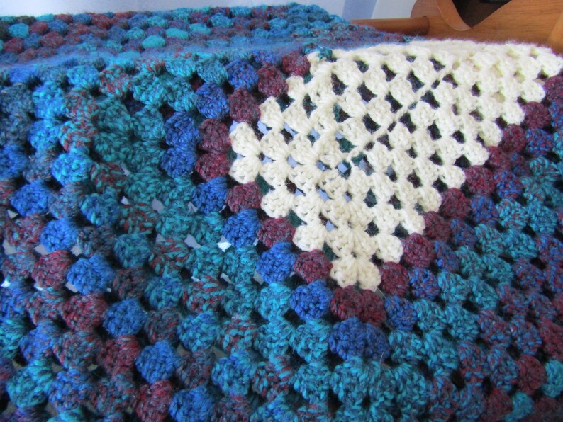 Rectangular Granny Square Afghan in Shades of Blue Made From a ...