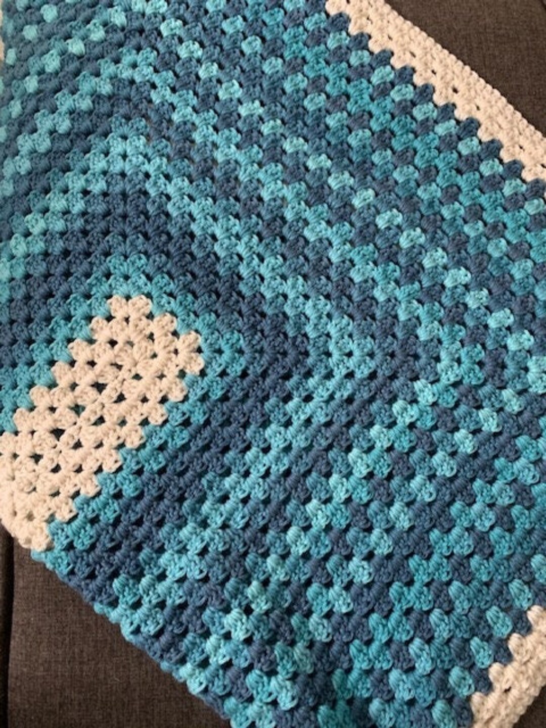 Variegated Blue Afghan (41"x34") - Etsy