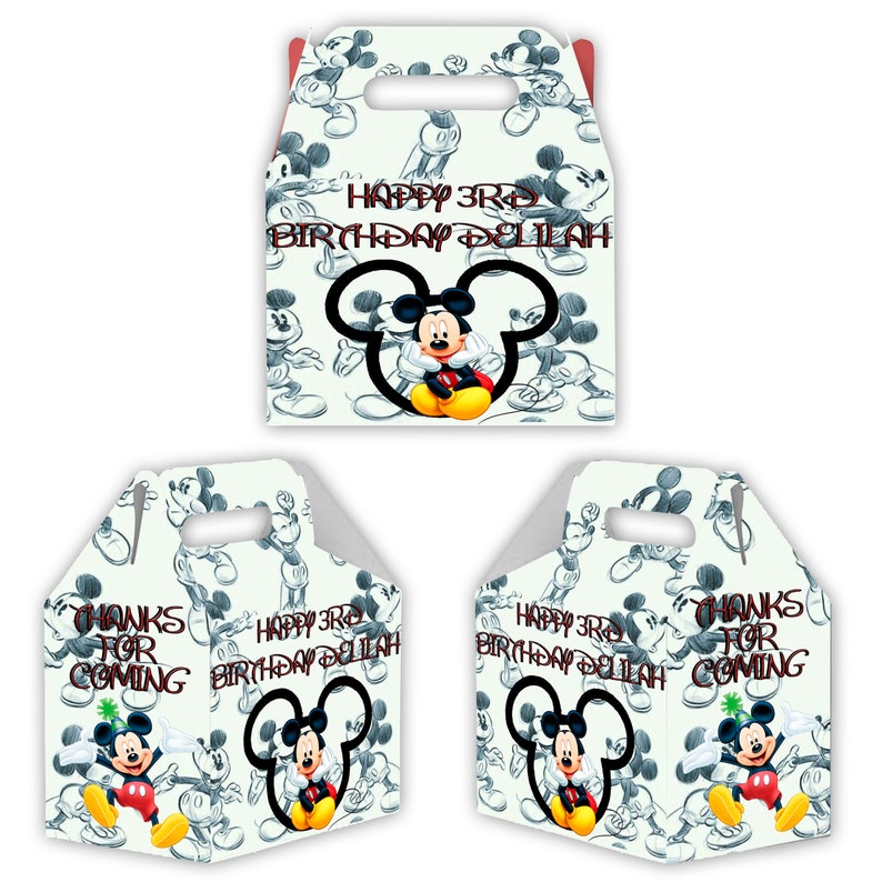 Mickey Mouse Birthday Gable Candy Box 12pack 4.4x4.5x3in Customizable ...