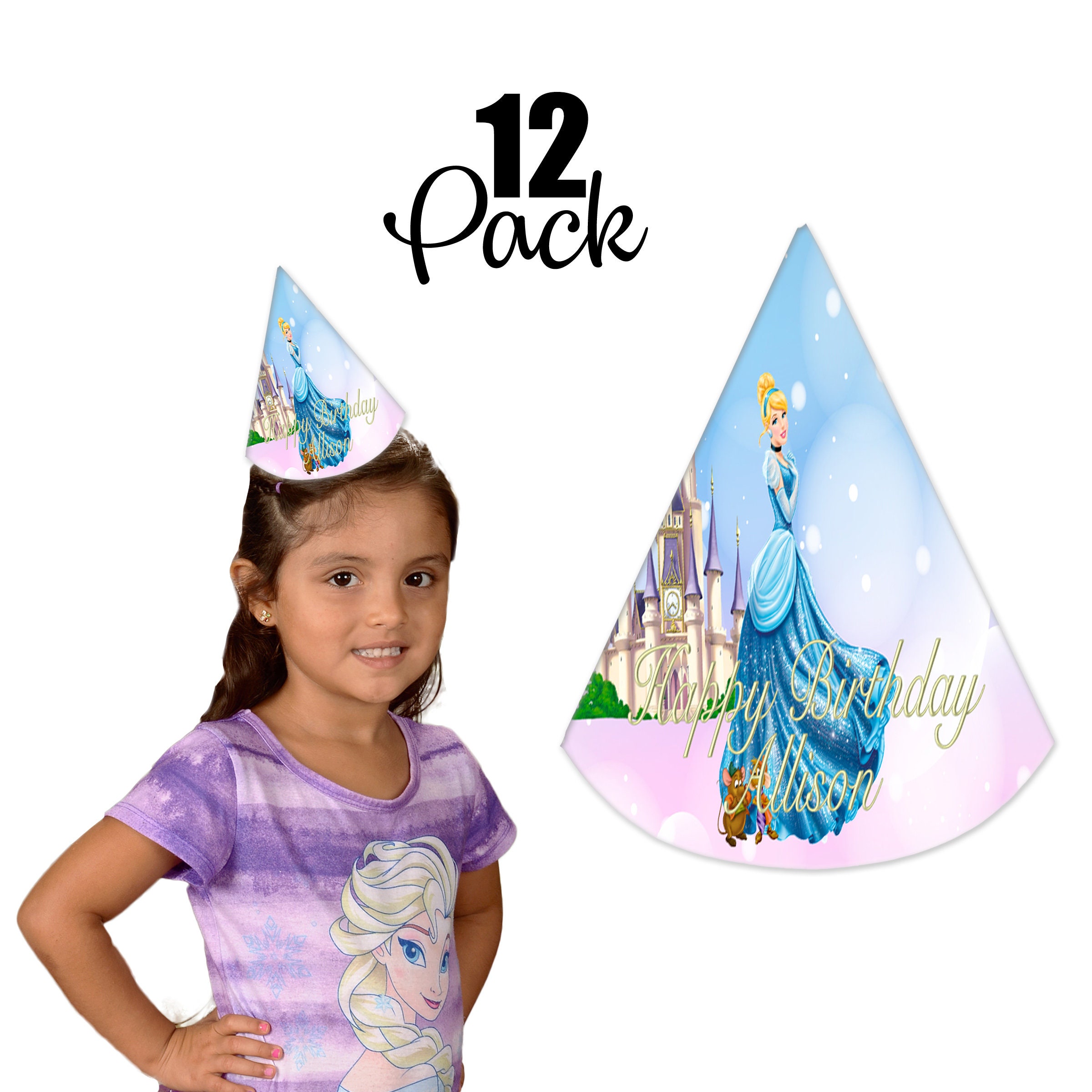 Cinderella Birthday Party Hats for Kids - 12pack – Customizable With ...