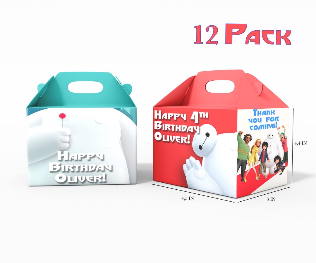 Baymax Gable Candy Box - 12pack - 4.4x4.5x3in - Customizable With Name ...