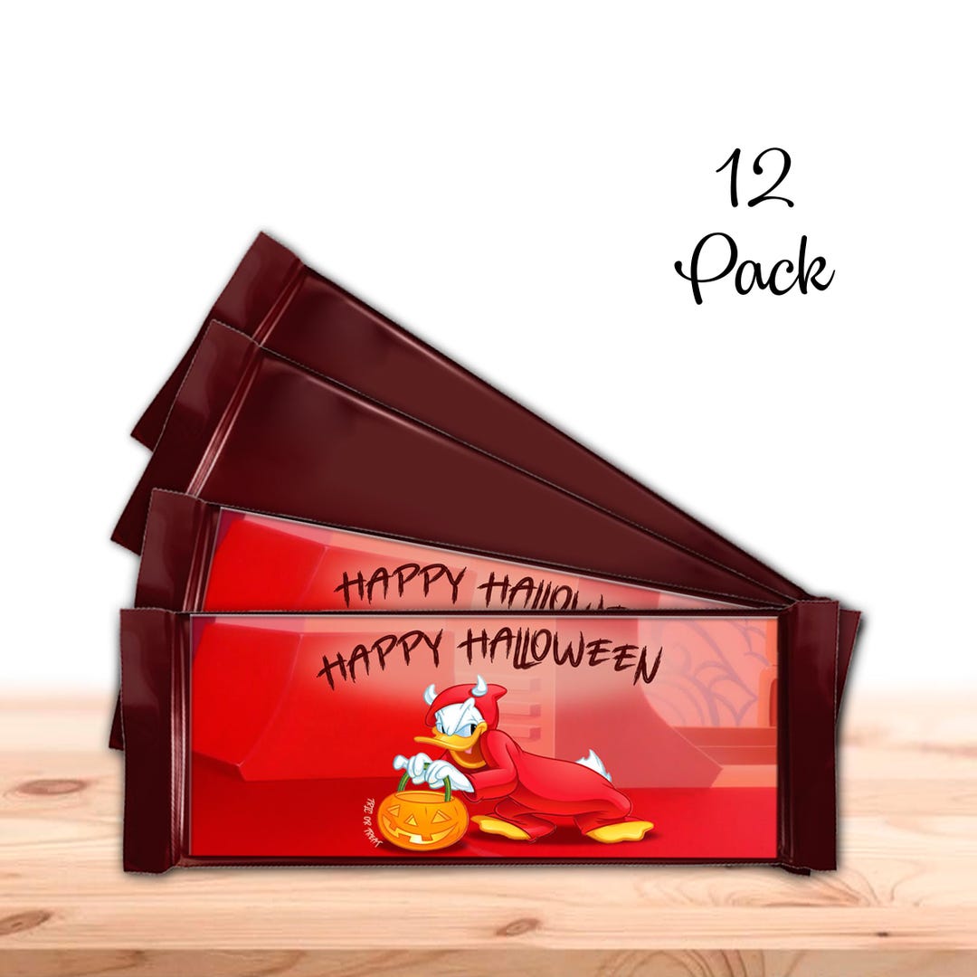 Donald Duck Halloween Candy Bar Labels | 12-pack Chocolate Bar Wrappers ...