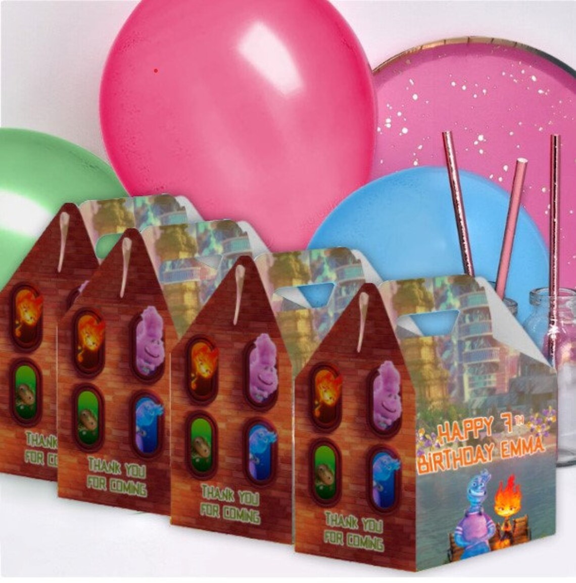 Elemental Birthday Gable Candy Boxes | 12-pack | Diseney Party Favor ...