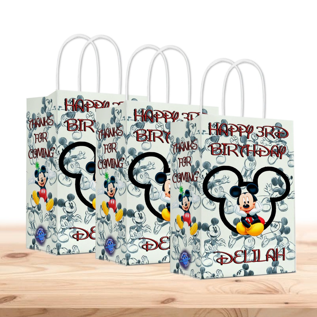 Mickey Mouse Birthday Gift Favor Bags With Handles - 12pack ...