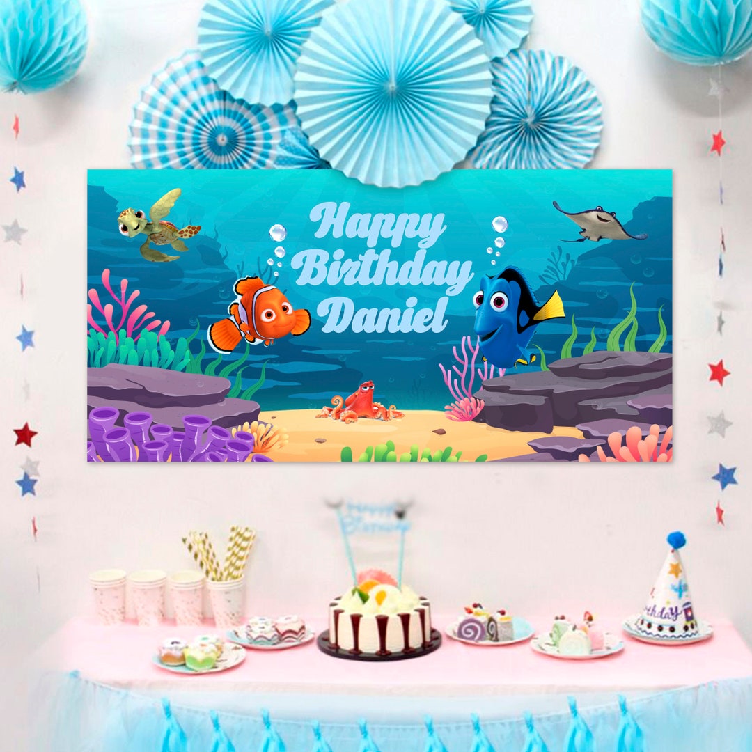 Finding Nemo and Dory Birthday Vinyl Banner | 20x40 Inches | Waterproof ...
