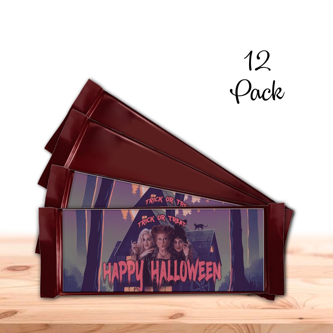 Hocus Pocus Halloween Candy Bar Labels | 12-pack Chocolate Bar Wrappers ...