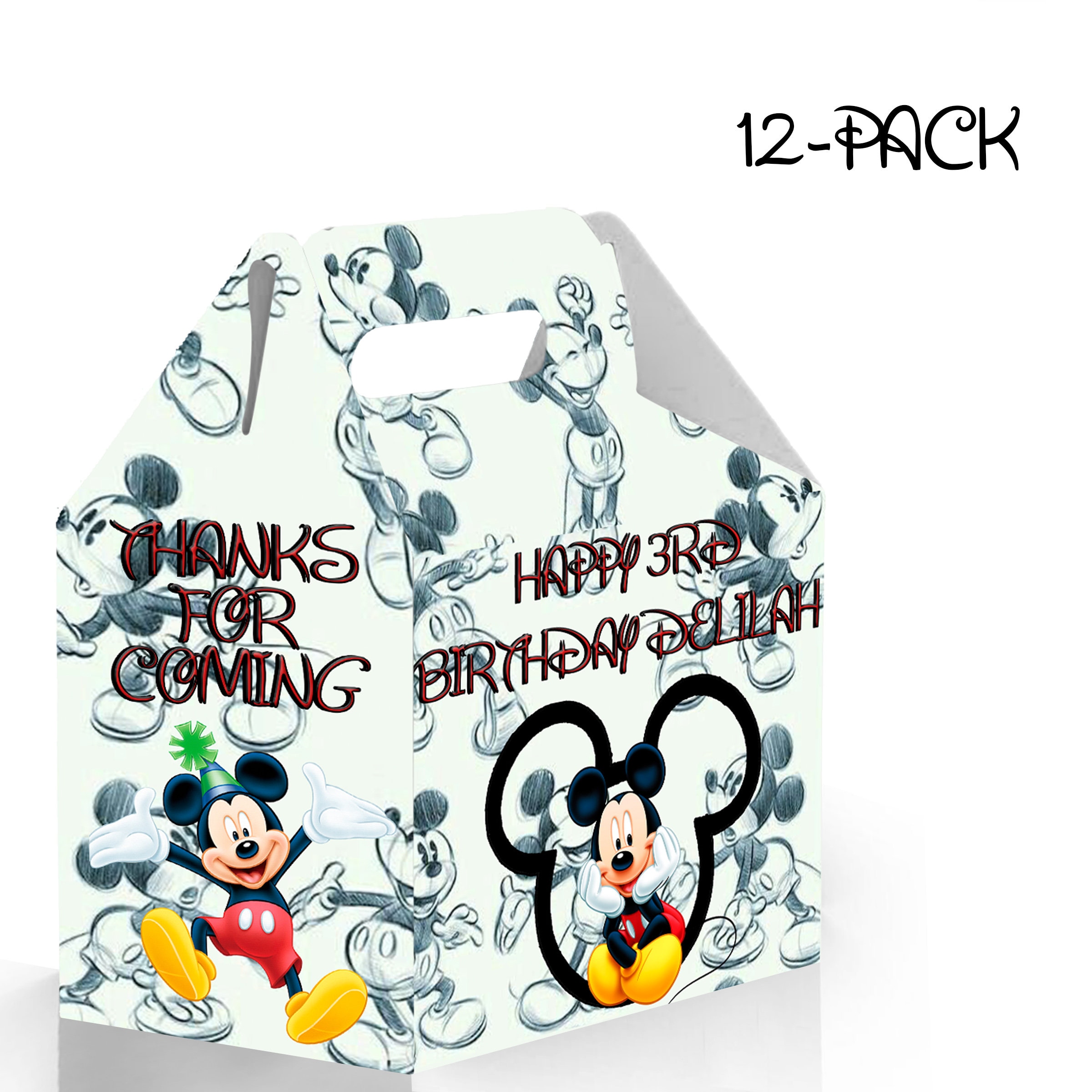 Mickey Mouse Birthday Gable Candy Box 12pack 4.4x4.5x3in Customizable ...