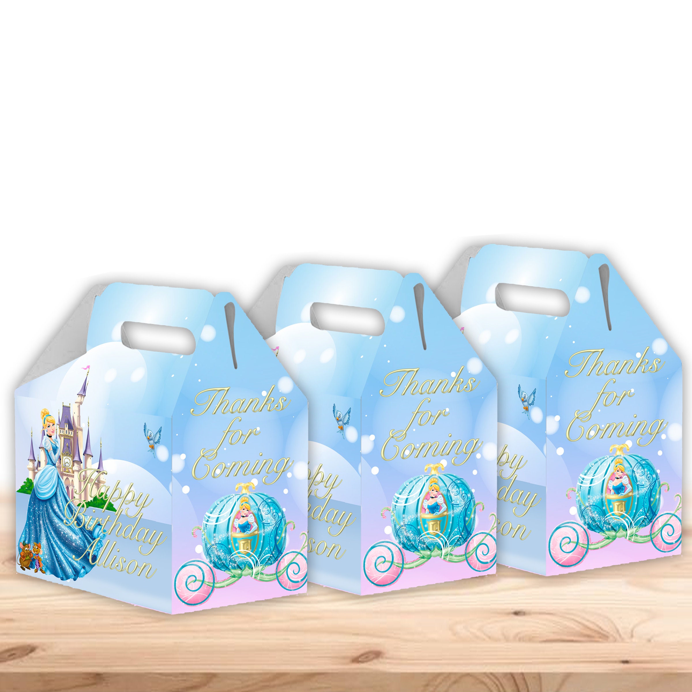 Cinderella Birthday Gable Candy Box 12pack 4.4x4.5x3in Customizable ...