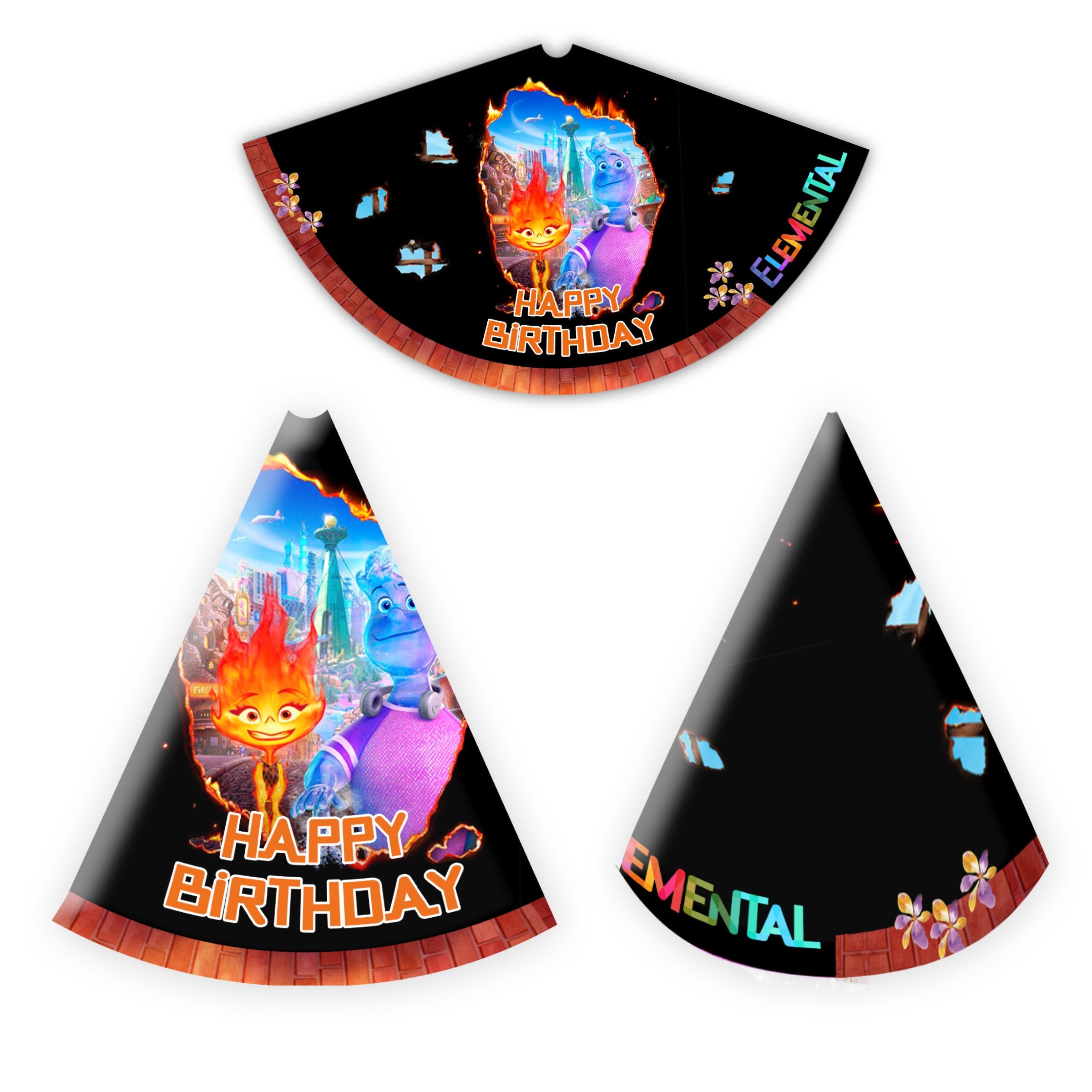 Elemental Birthday Party Hats | 12-pack | Elemental, Diseney Birthday ...