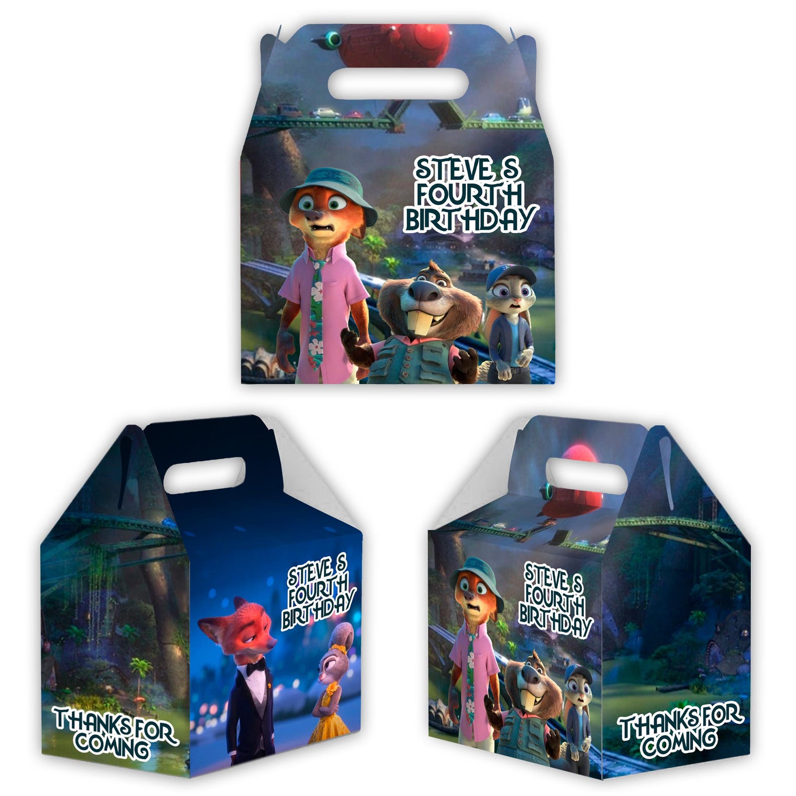 Zootopia 2 Personalized Candy Gable Boxes for Kids Birthday Party ...
