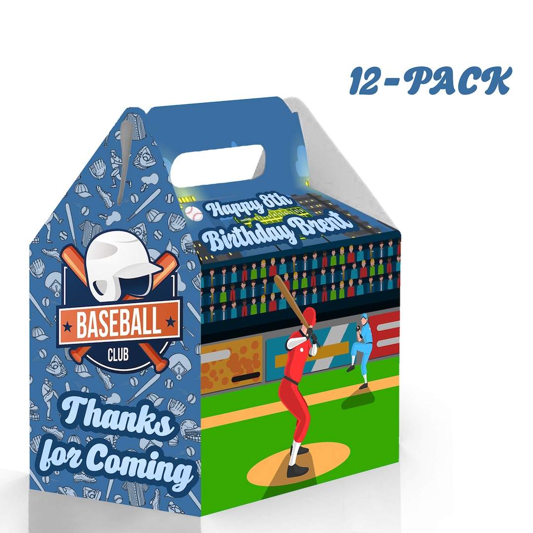Baseball Birthday Gable Candy Box - 12pack - 4.4x4.5x3in - Customizable ...
