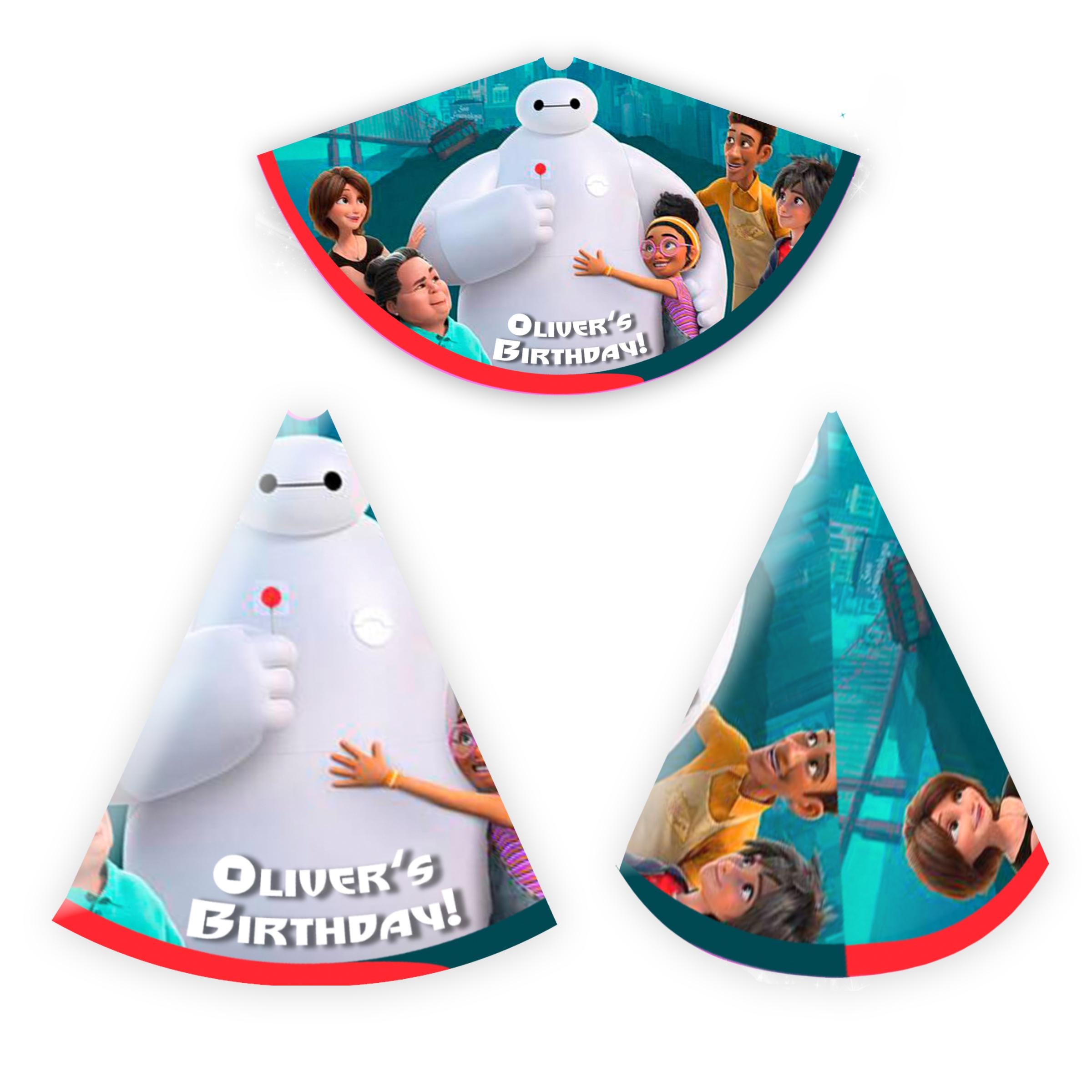 Baymax Birthday Party Hats for Kids - 12pack - Customizable With Name ...