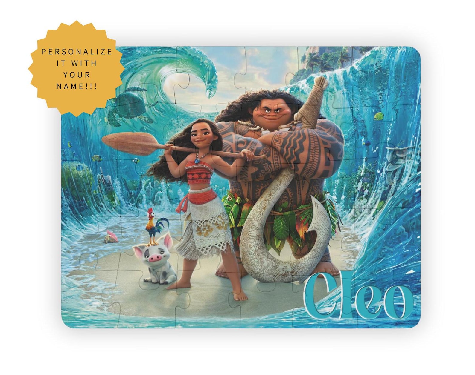 Moana Jigsaw Puzzle for Kids With Name, 14" X 11" - 30pcs, Jigsaw With ...