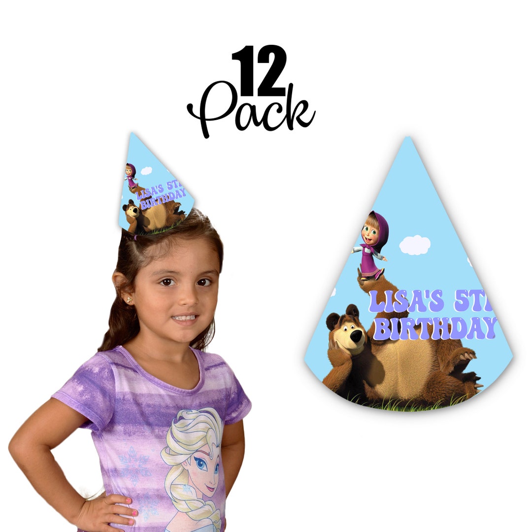 Masha and the Bear Birthday Party Hats for Kids 12pack Customizable ...