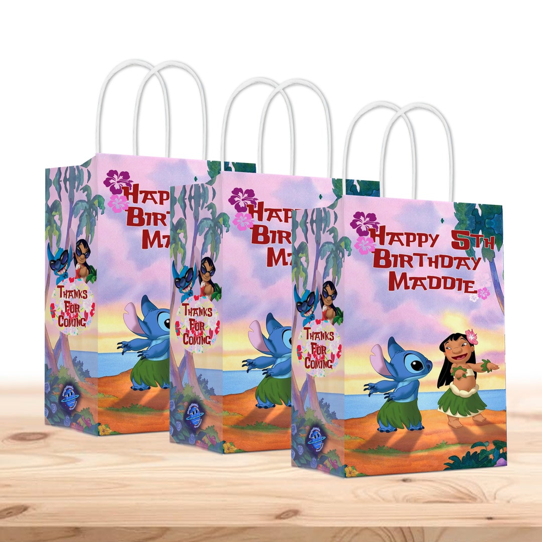 Lilo and Stitch Birthday Gift Favor Bags With Handles - 12pack - Customizable With Name and Age ...