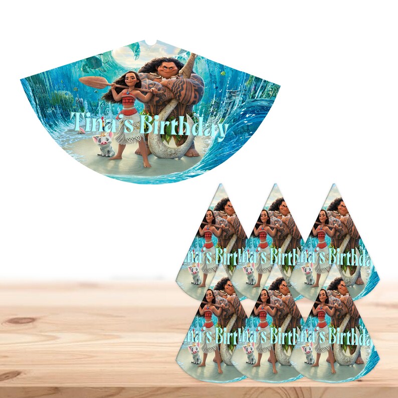 Moana Birthday Party Hats for Kids 12pack Customizable With Name and ...