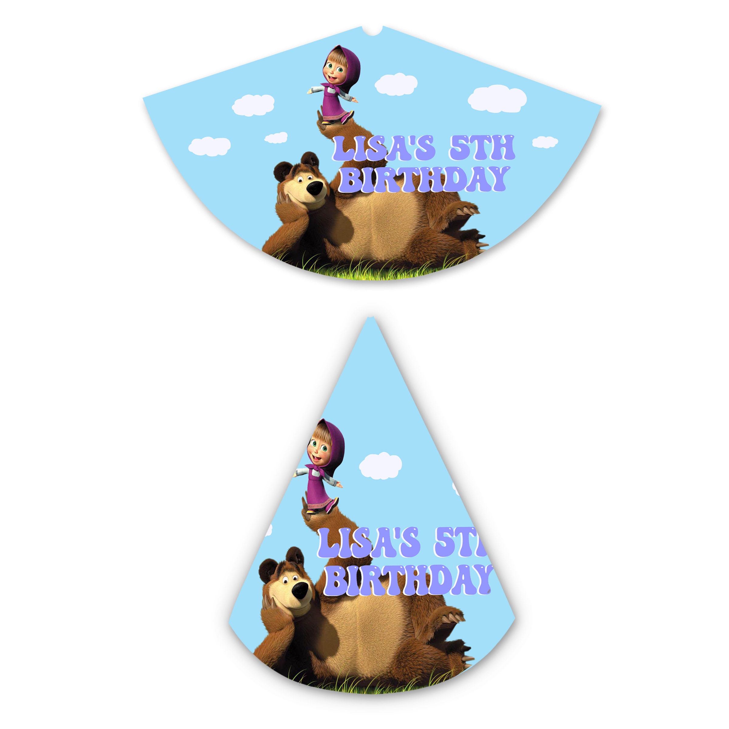 Masha and the Bear Birthday Party Hats for Kids 12pack Customizable ...