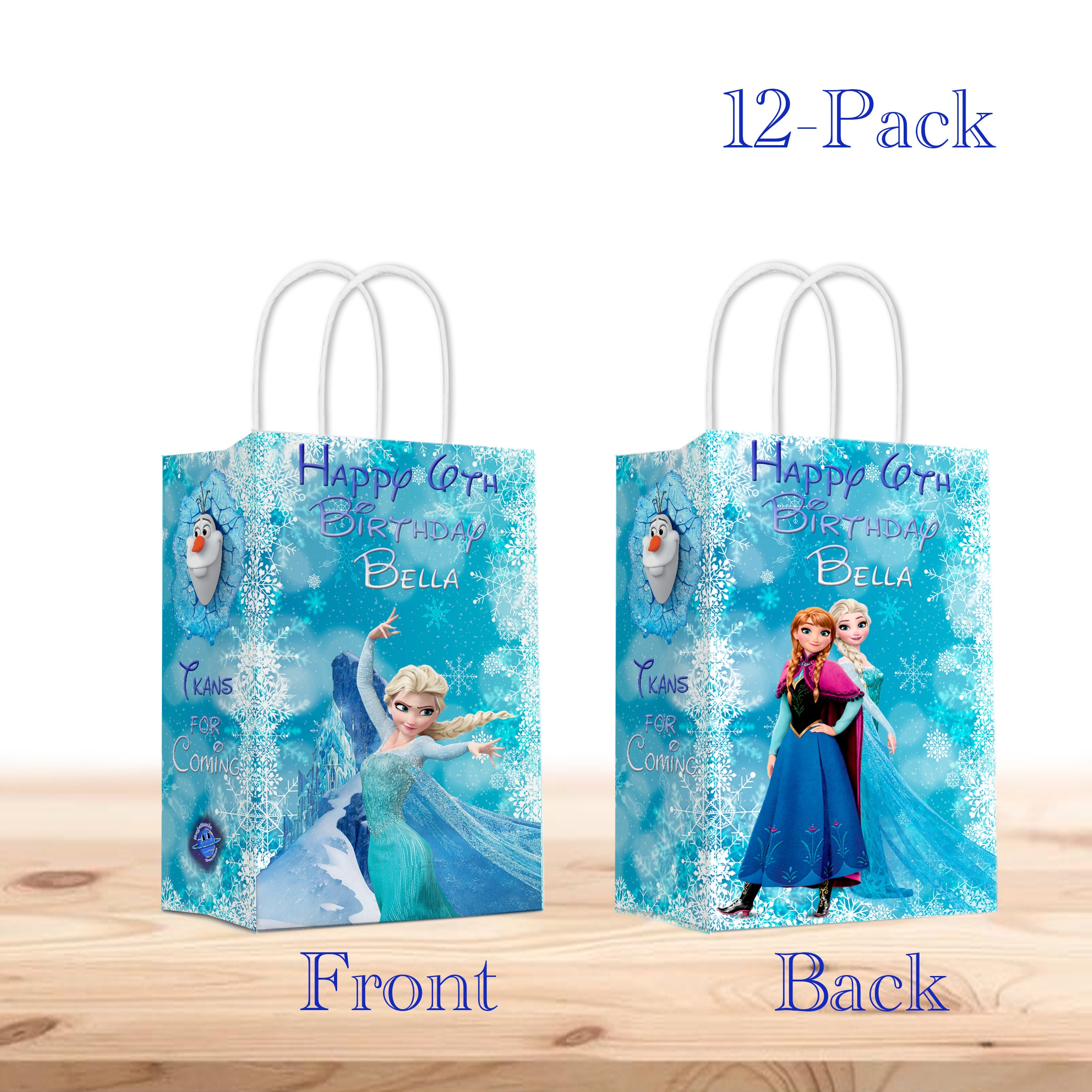 Princess Frozen Gift Favor Bags With Handles 12pack Customizable With ...