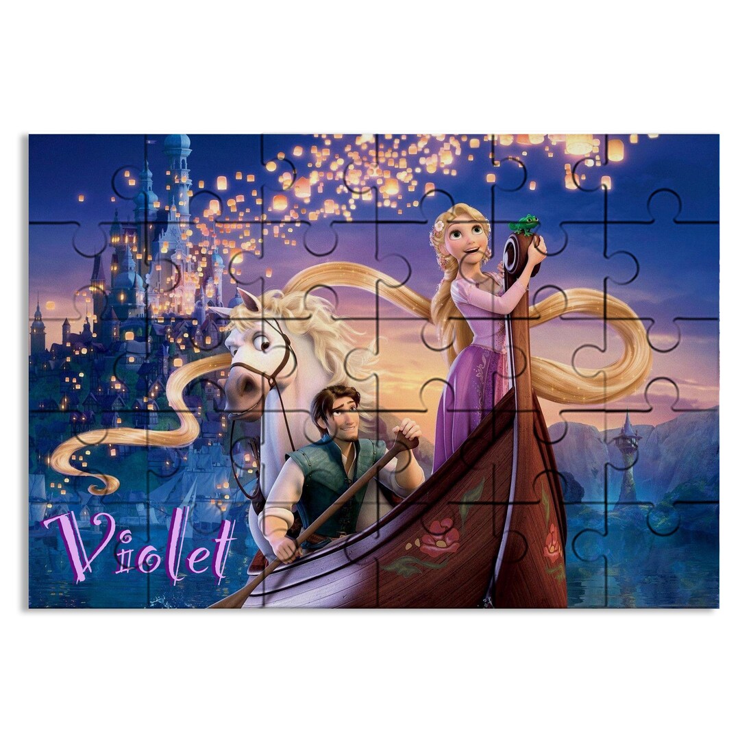 Princess Rapunzel and Flynn Custom Jigsaw Puzzle for Kids With Name ...