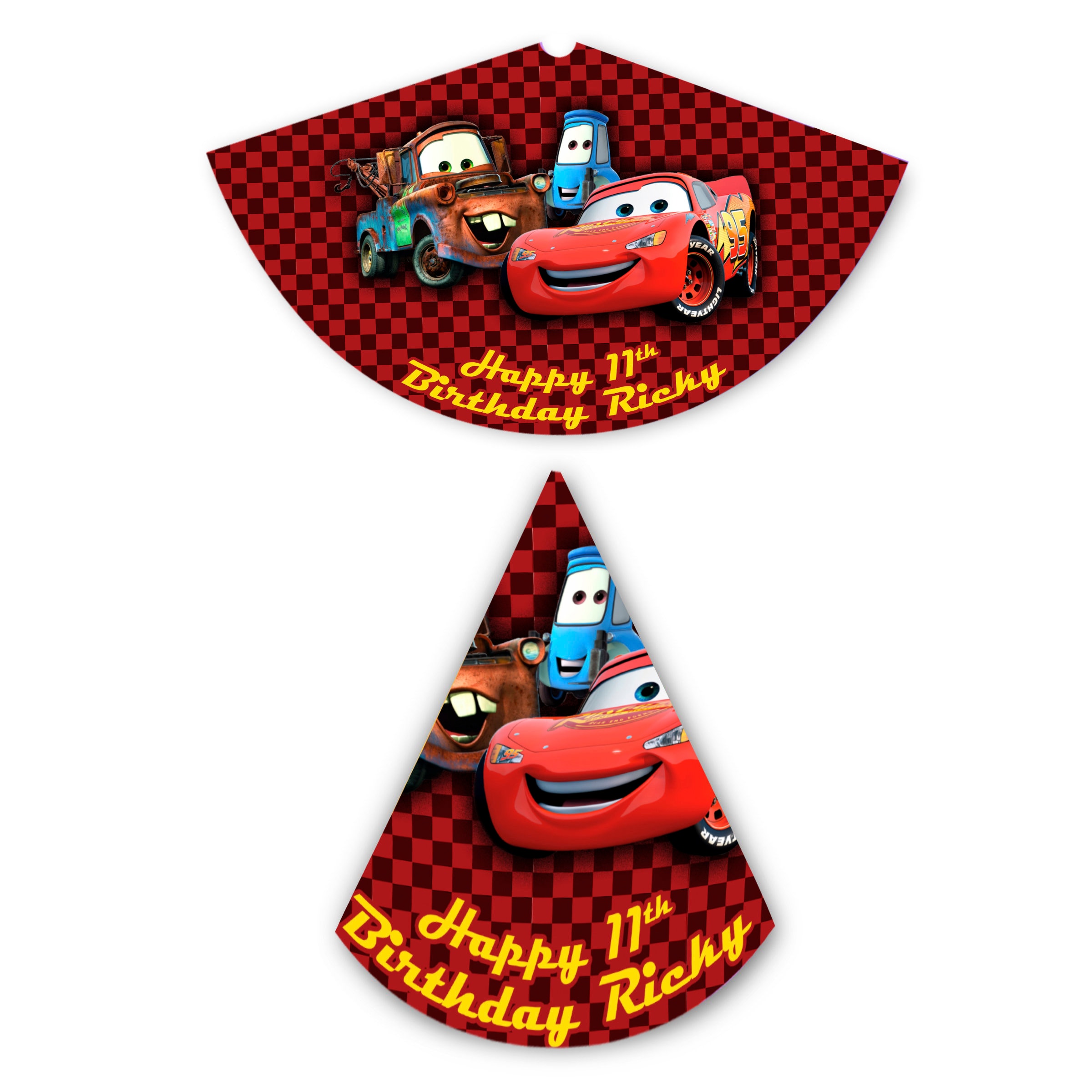 Cars Birthday Party Hats for Kids - 12pack - Customizable With Name and ...
