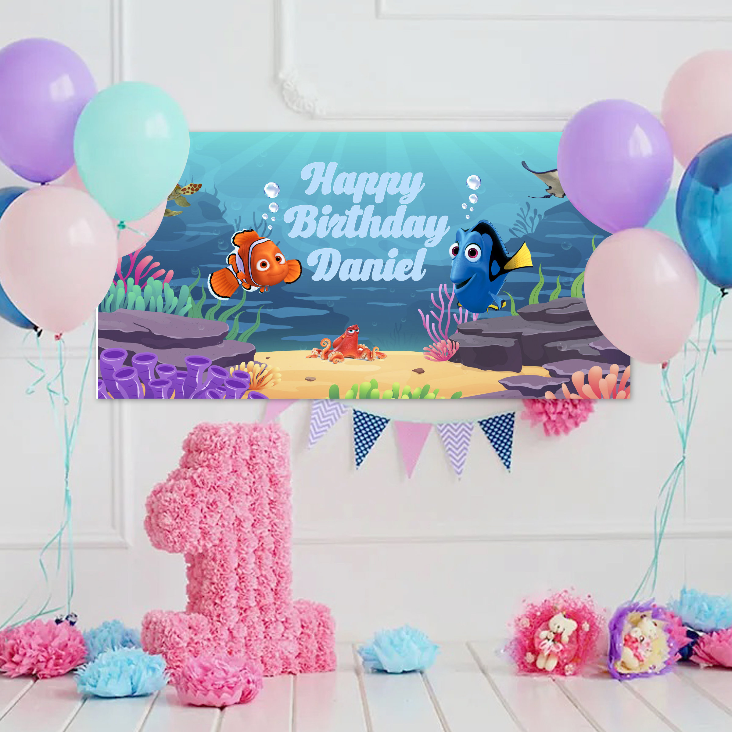 Finding Nemo and Dory Birthday Vinyl Banner | 20x40 Inches | Waterproof ...