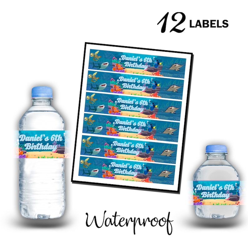 Finding Nemo Personalized Bottle Water Waterproof Labels-customizable ...