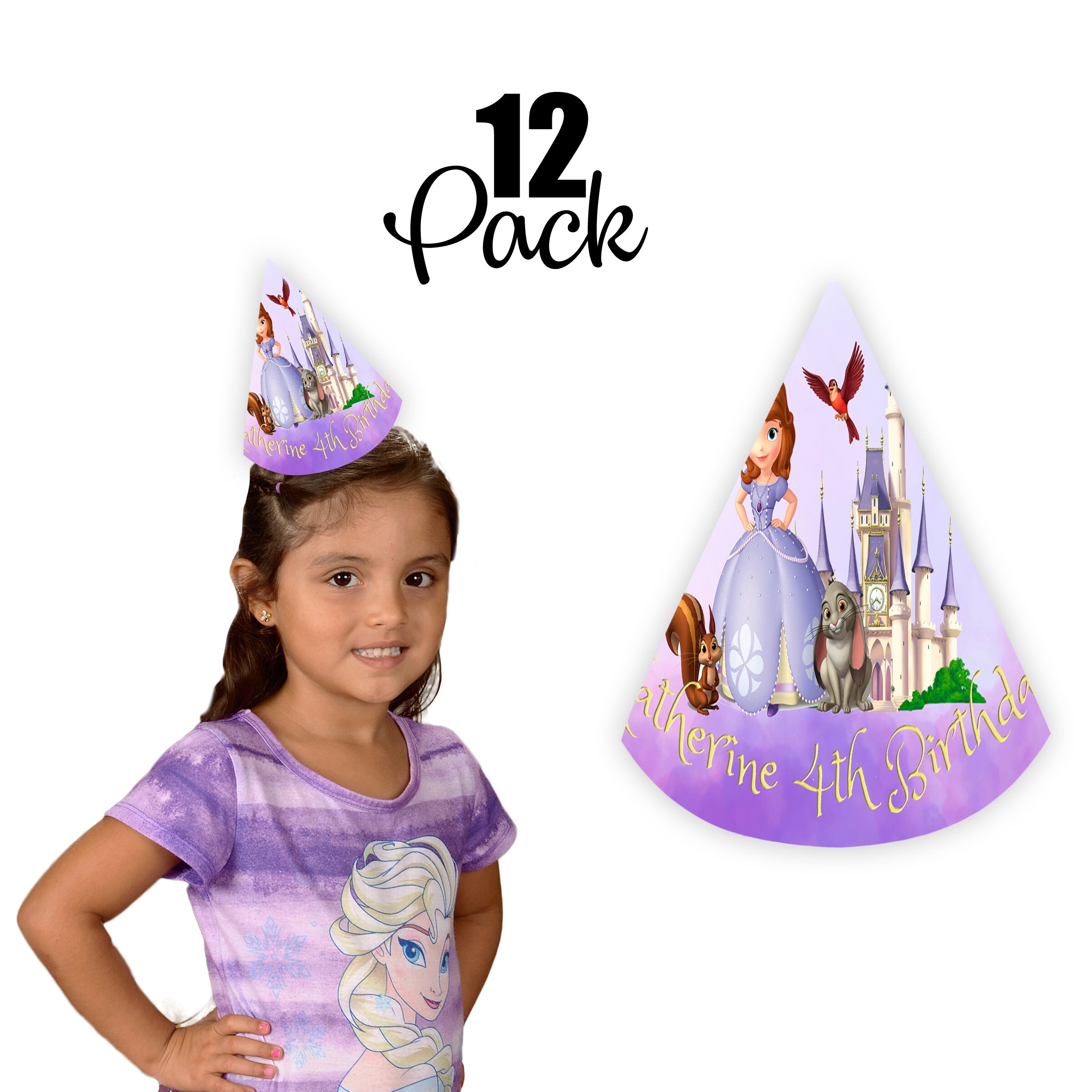 Princess Sofia the First Birthday Party Hats 12pack Customizable With ...
