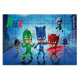 Pijama Masks Superheroes Jigsaw Puzzle With Name 30pcs 7.5x9.5in ...
