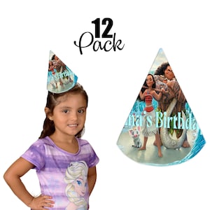 Moana Birthday Party Hats for Kids - 12pack – Customizable With Name ...
