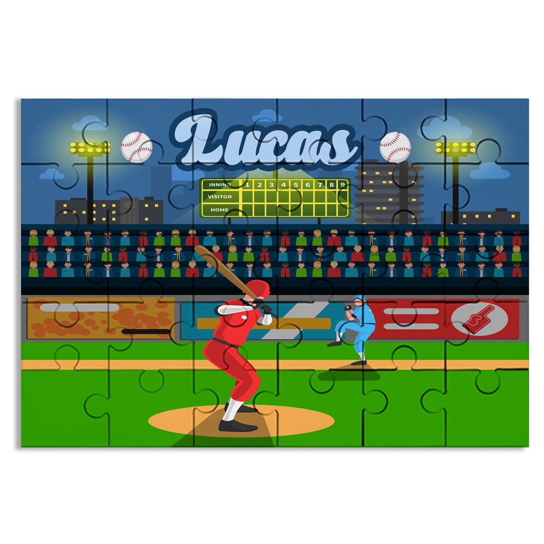 Baseball Jigsaw Puzzle for Kids With Name - 30pcs | 7.5x9.5in | Gifts ...