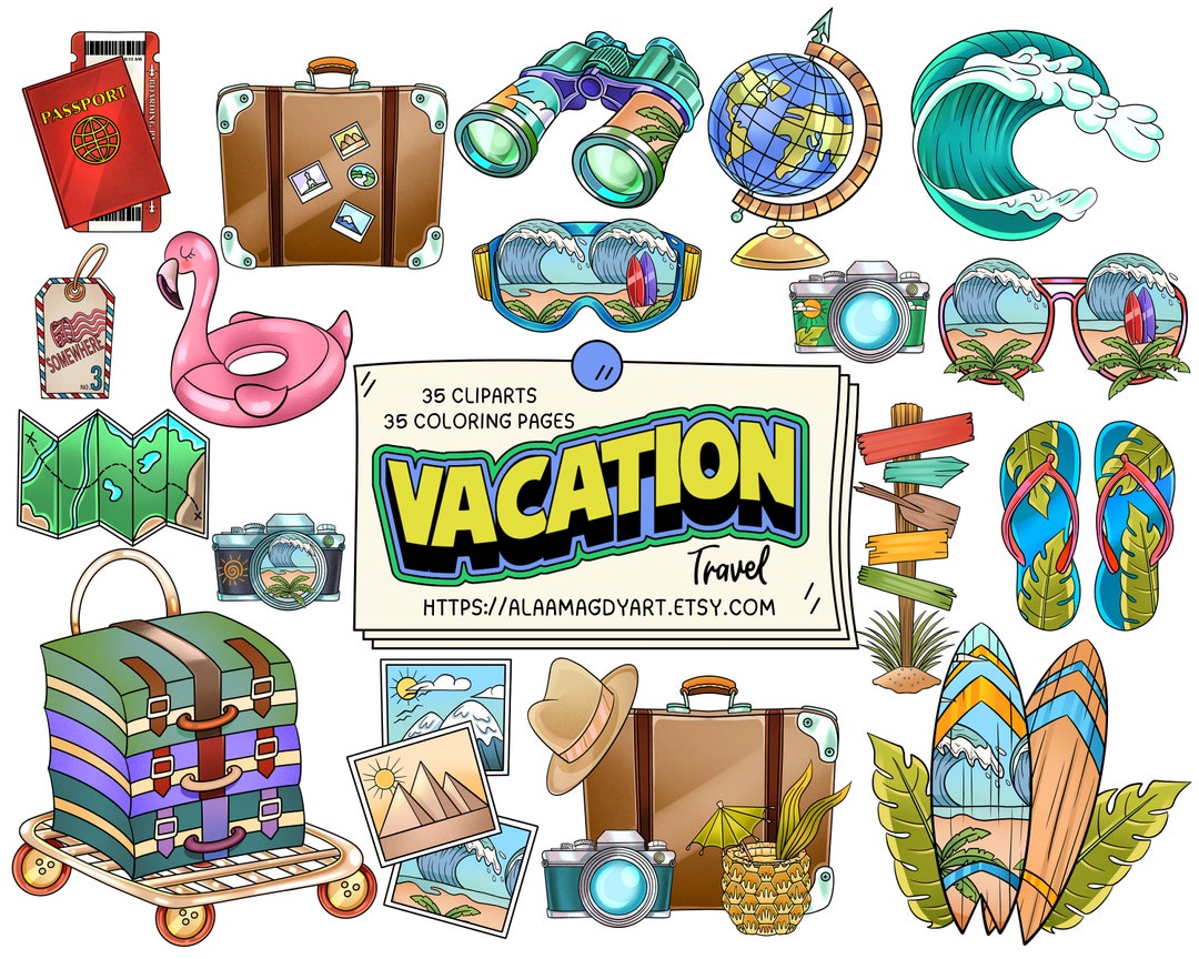 Vacation Clipart - Travel Cipart - Pool Floats - Summer Trip - Vacation ...