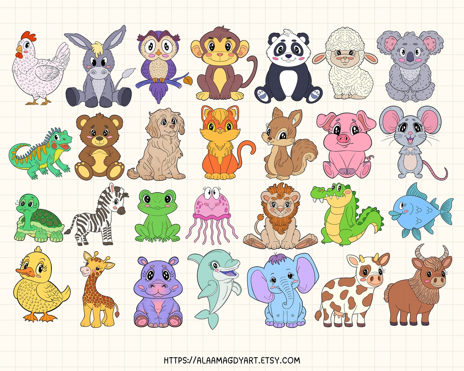 Animals Clipart - Cute Animals Illustration - 30 Animals Digital ...