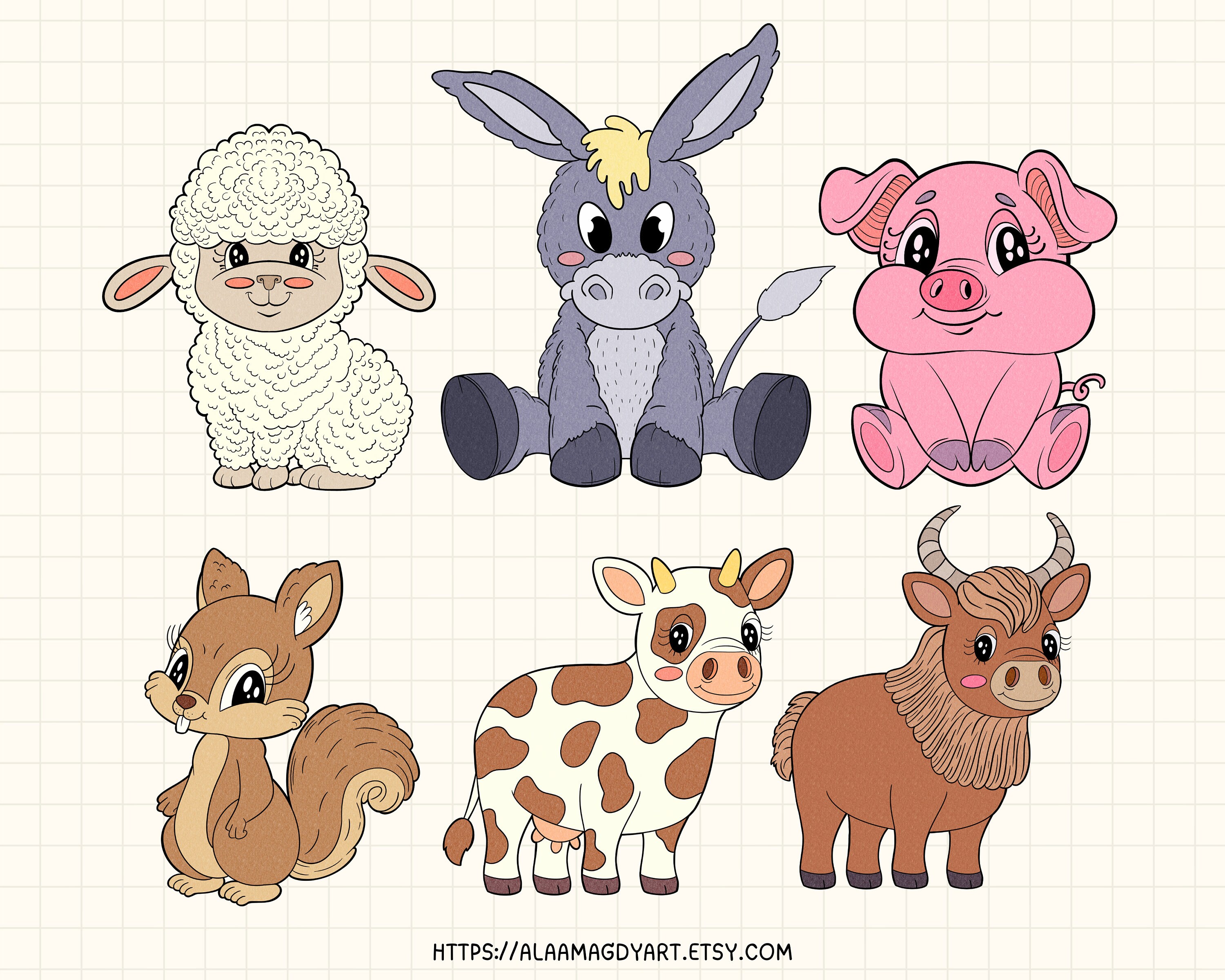 Animals Clipart - Cute Animals Illustration - 30 Animals Digital ...
