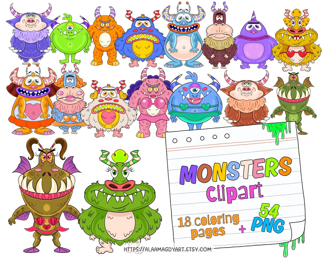 Funny Monster Clipart, Creepy Creatures, Critters, Halloween for Kids ...