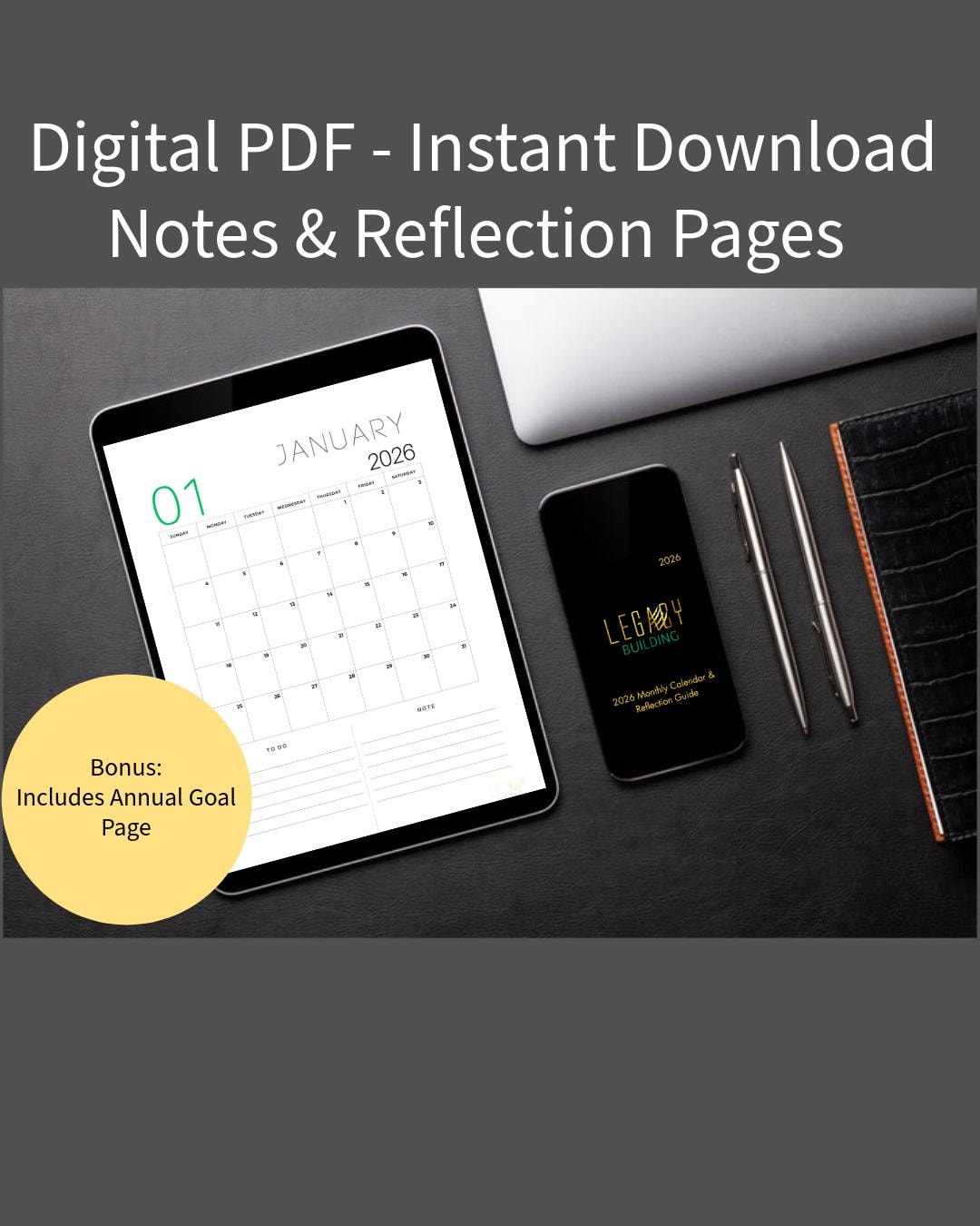 2026 Monthly Calendar & Reflection Guide-digital Planner PDF, Notes and ...
