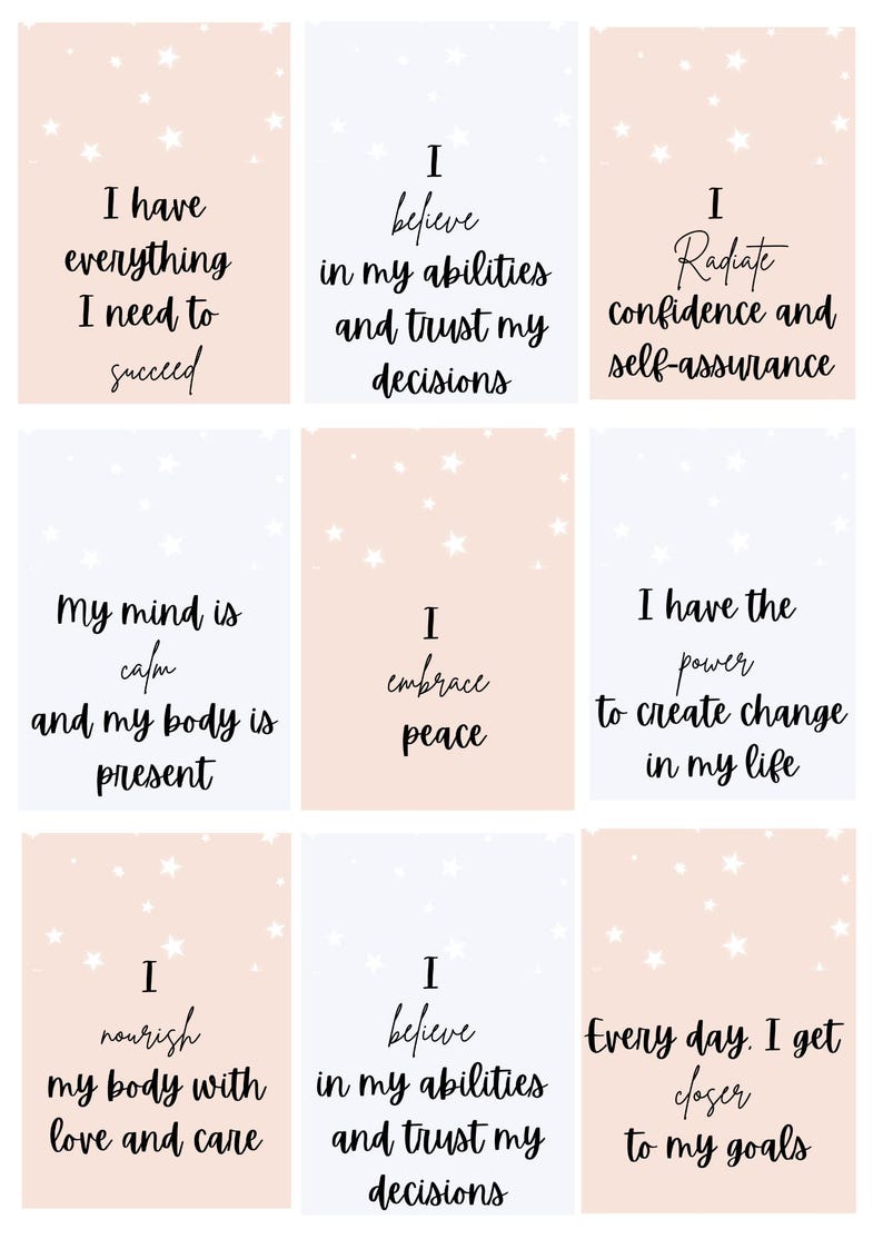 50 Printable Affirmation Cards (digital Download) - Etsy