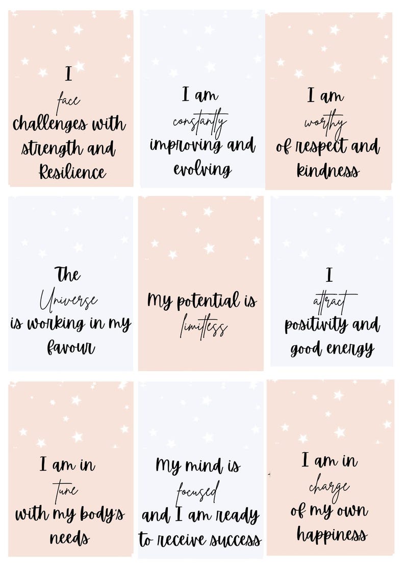 50 Printable Affirmation Cards (digital Download) - Etsy