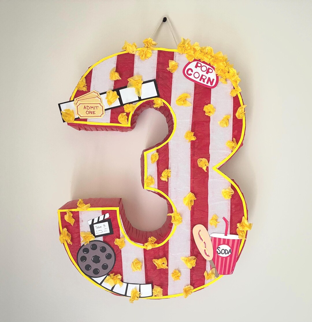 Handcrafted Third Birthday Piñata | Movie Night Birthday Party | 3rd ...