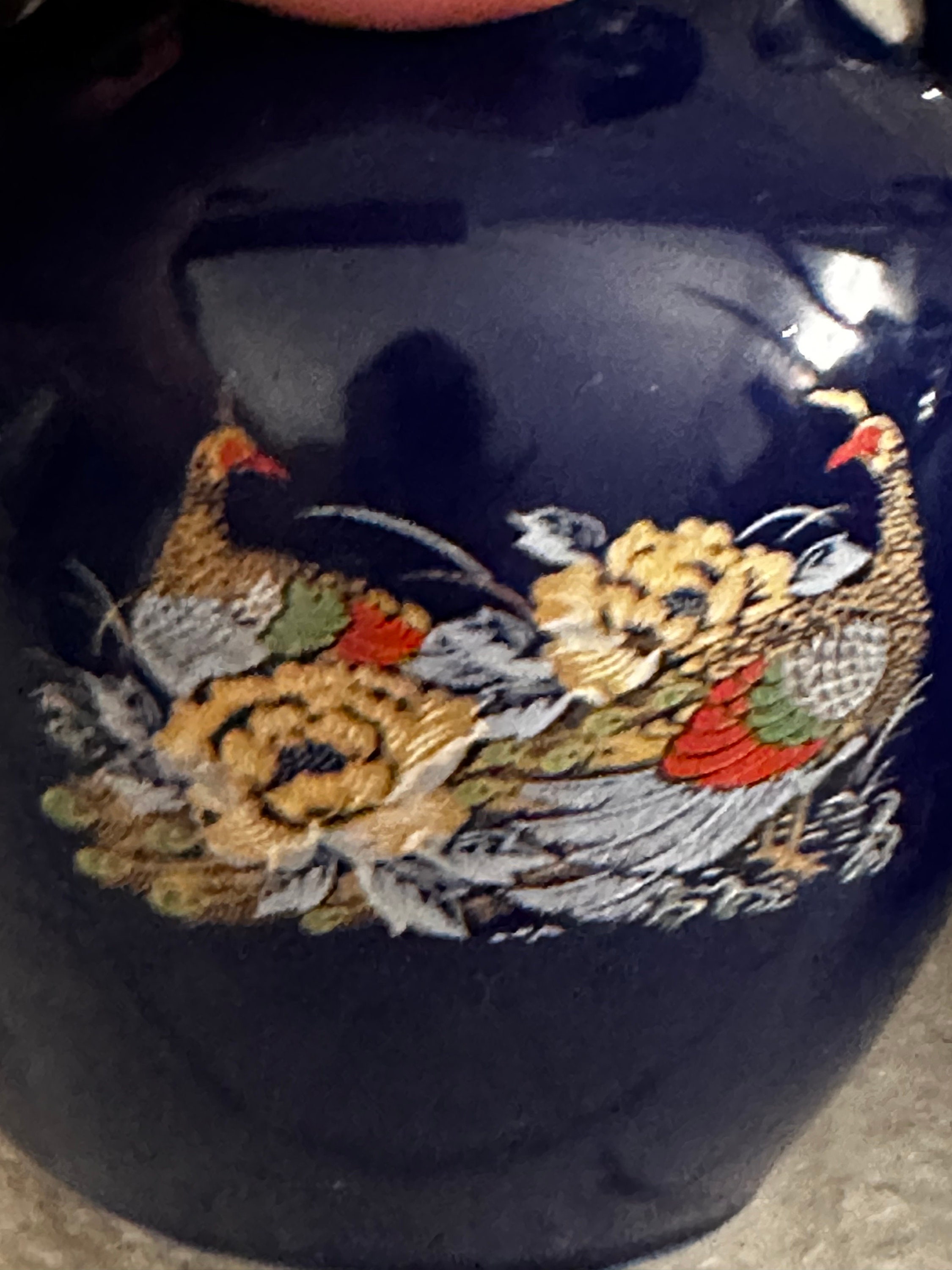 Japanese Cobalt Blue Peacock Teapot and Matching Vase| English Country ...