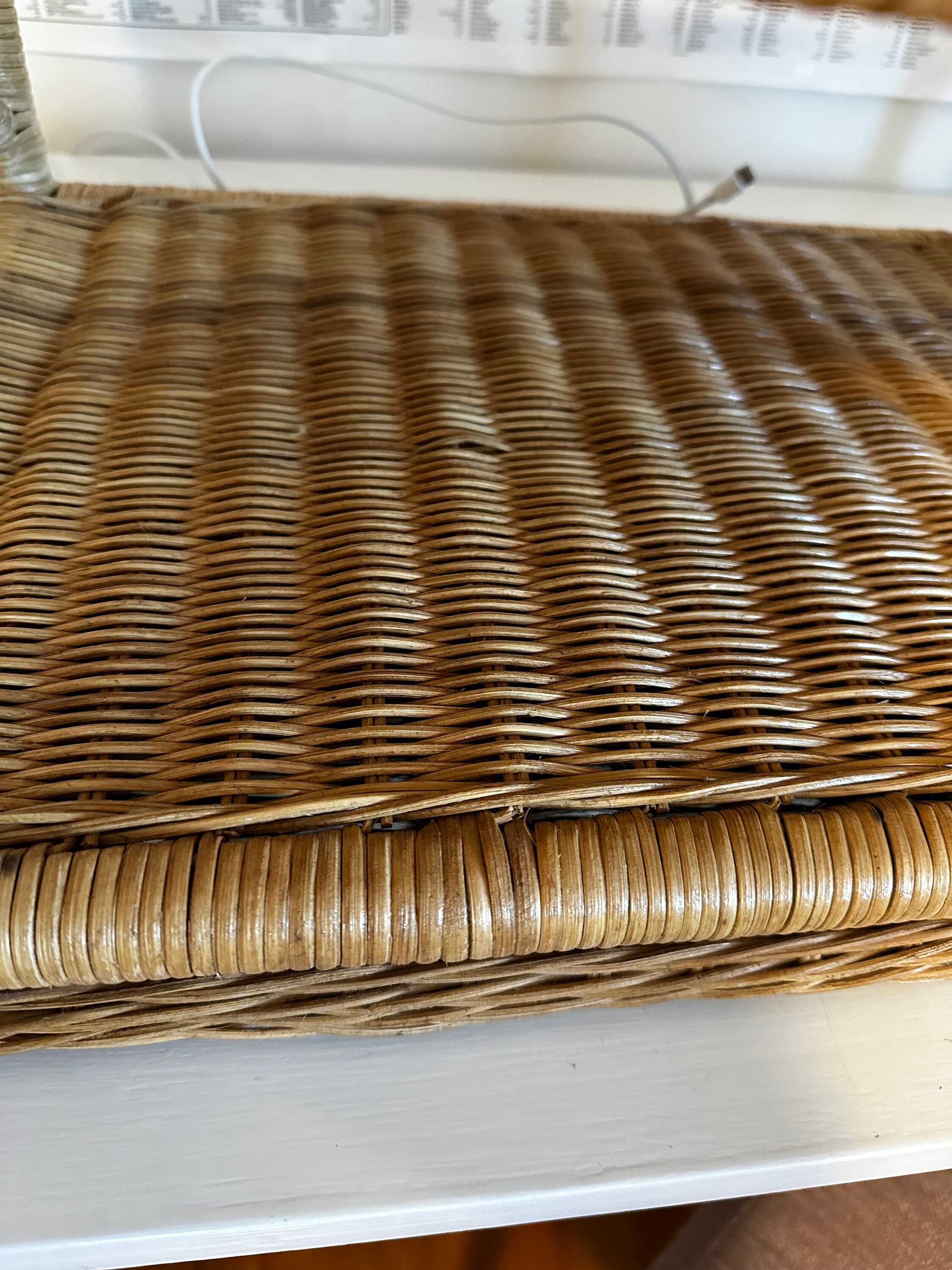 Wicker Swivel Table Top Computer or Tv Stand MCM Boho Chic Coastal ...