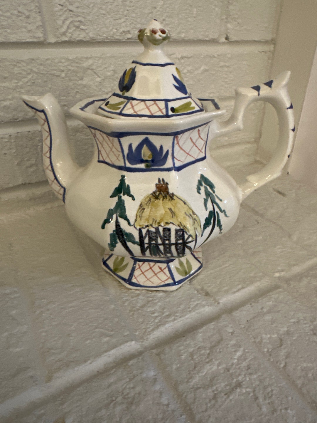 Bruce Stebner Hand Painted Folk Art Pottery Tea Pot - Etsy