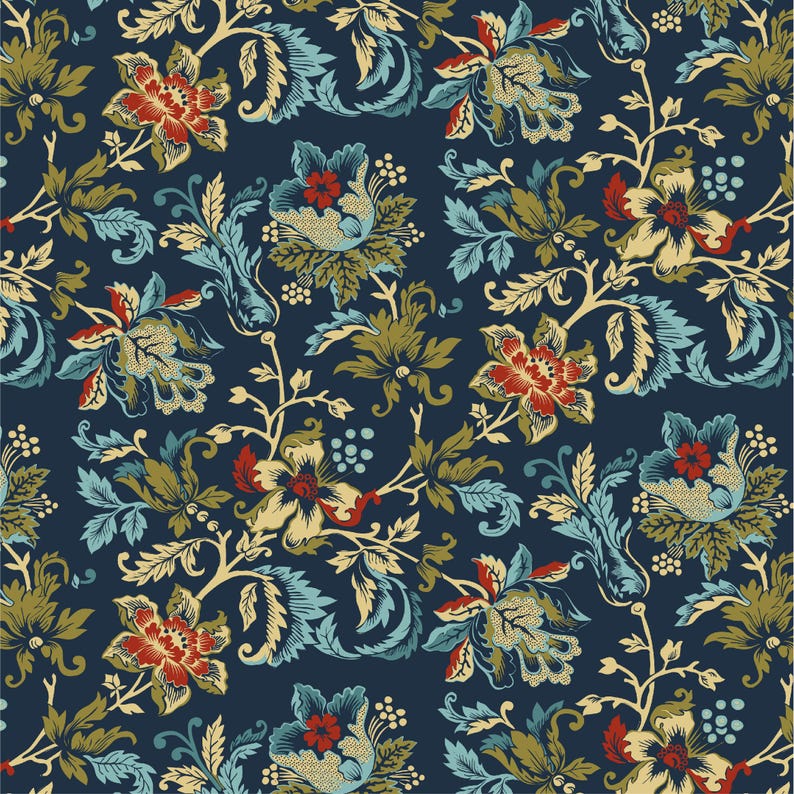 Batik Flower Digital Seamless Pattern: 4 Colorways (instant Download ...