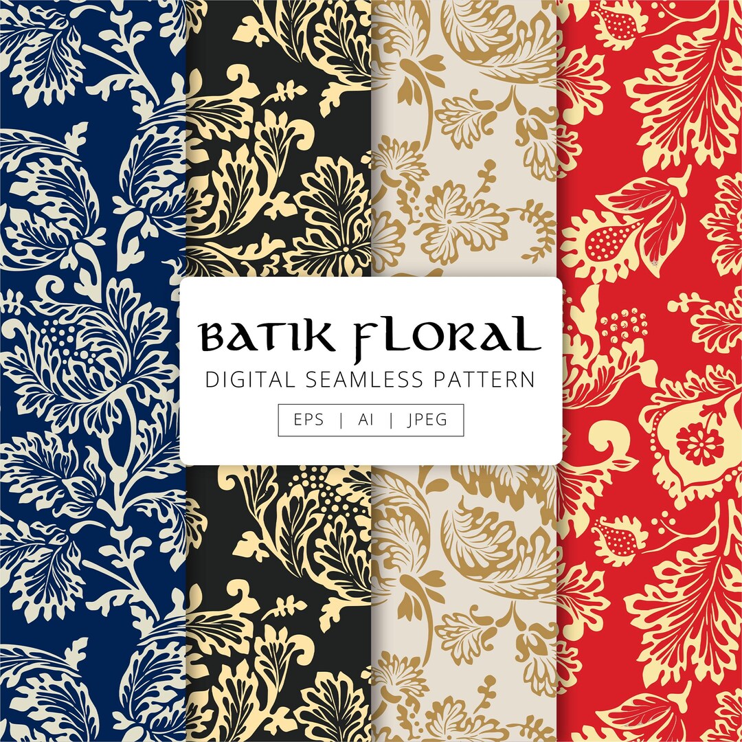 Batik Floral Digital Seamless Pattern, Vector Seamless Pattern ...