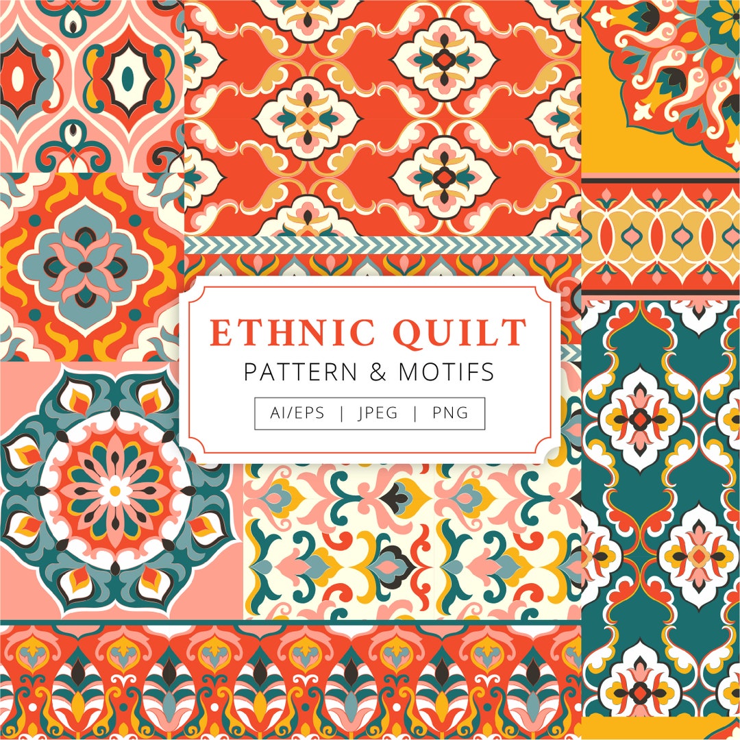 Ethnic Quilt Pattern & Motifs, Vector Motifs, Traditional Ethnic Print ...