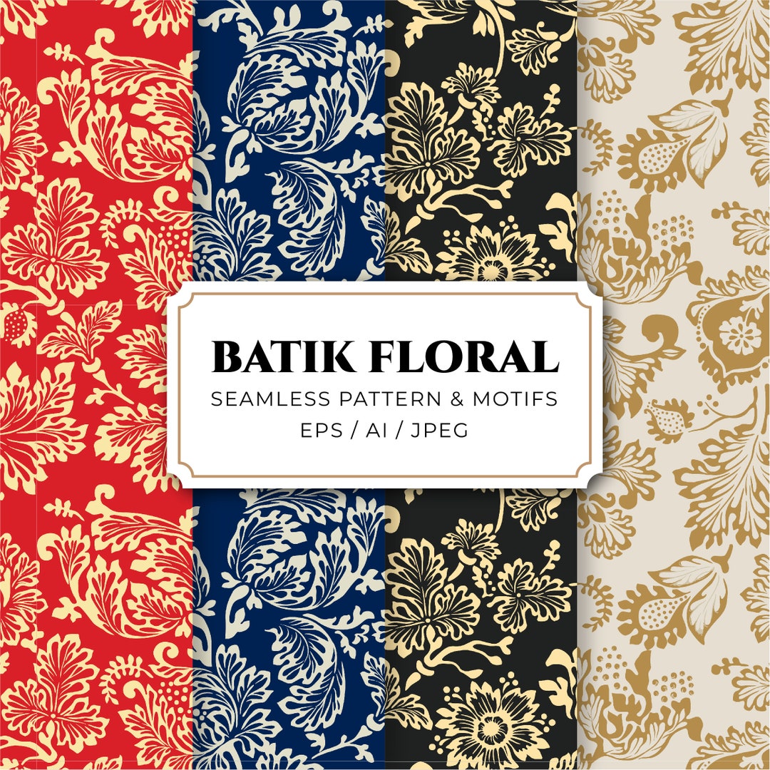 Batik Floral Pattern & Motifs, Digital Batik Pattern, Vector Seamless ...