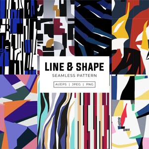 Line & Shape Pattern Bundle, Vector Pattern and Motifs, Line Patterns ...