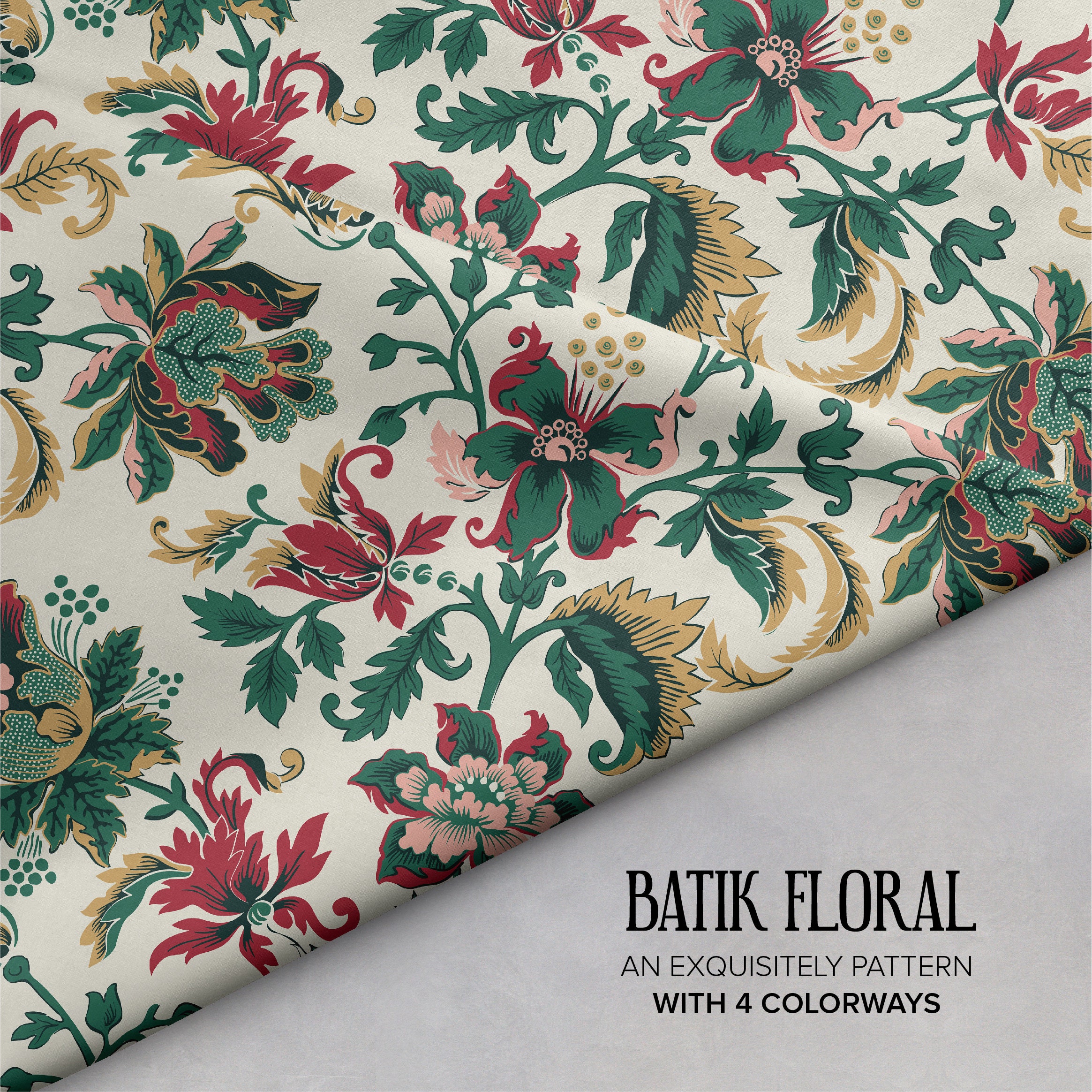 Batik Flower Pattern & Motifs, an Exquisitely Vector Pattern With 4 ...