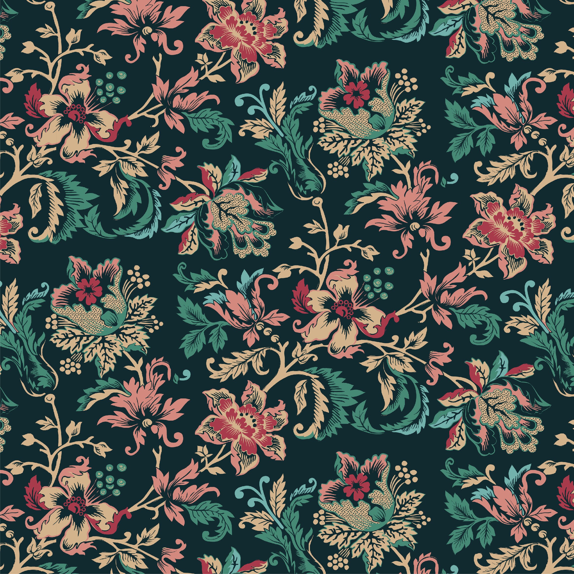 Batik Flower Pattern & Motifs, an Exquisitely Vector Pattern With 4 ...