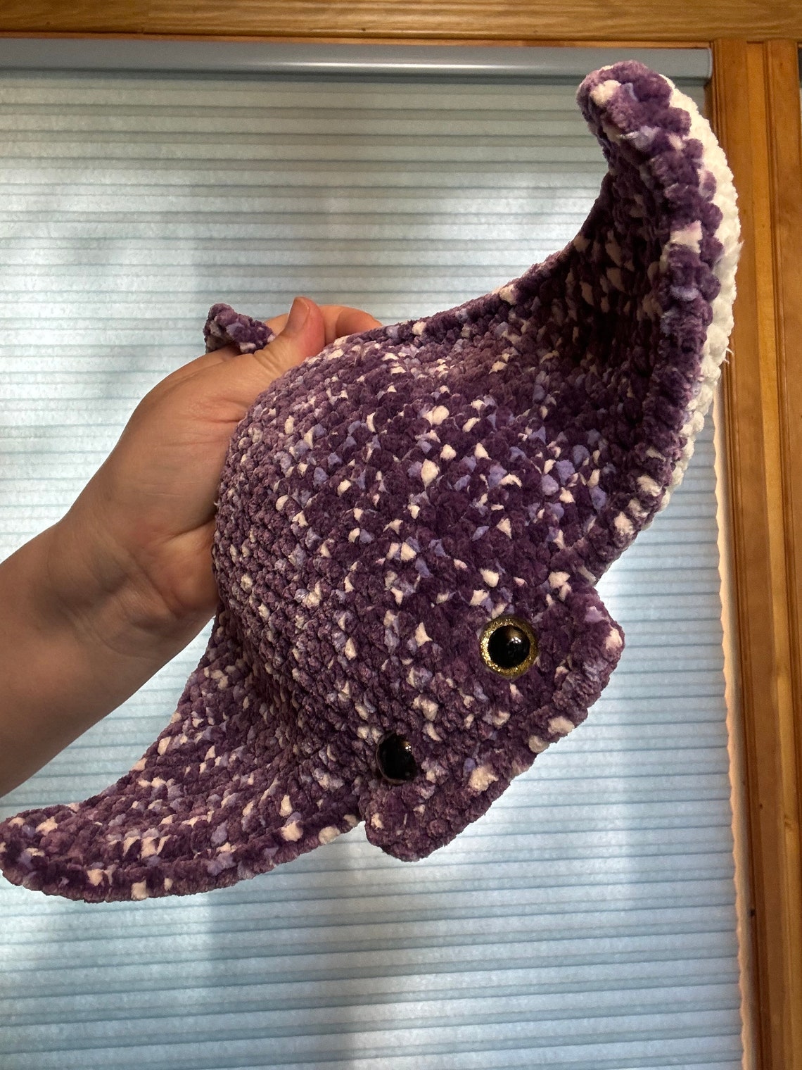 Crochet Manta Ray Plushie: Custom Stuffed Animal With Mouth Pocket - Etsy