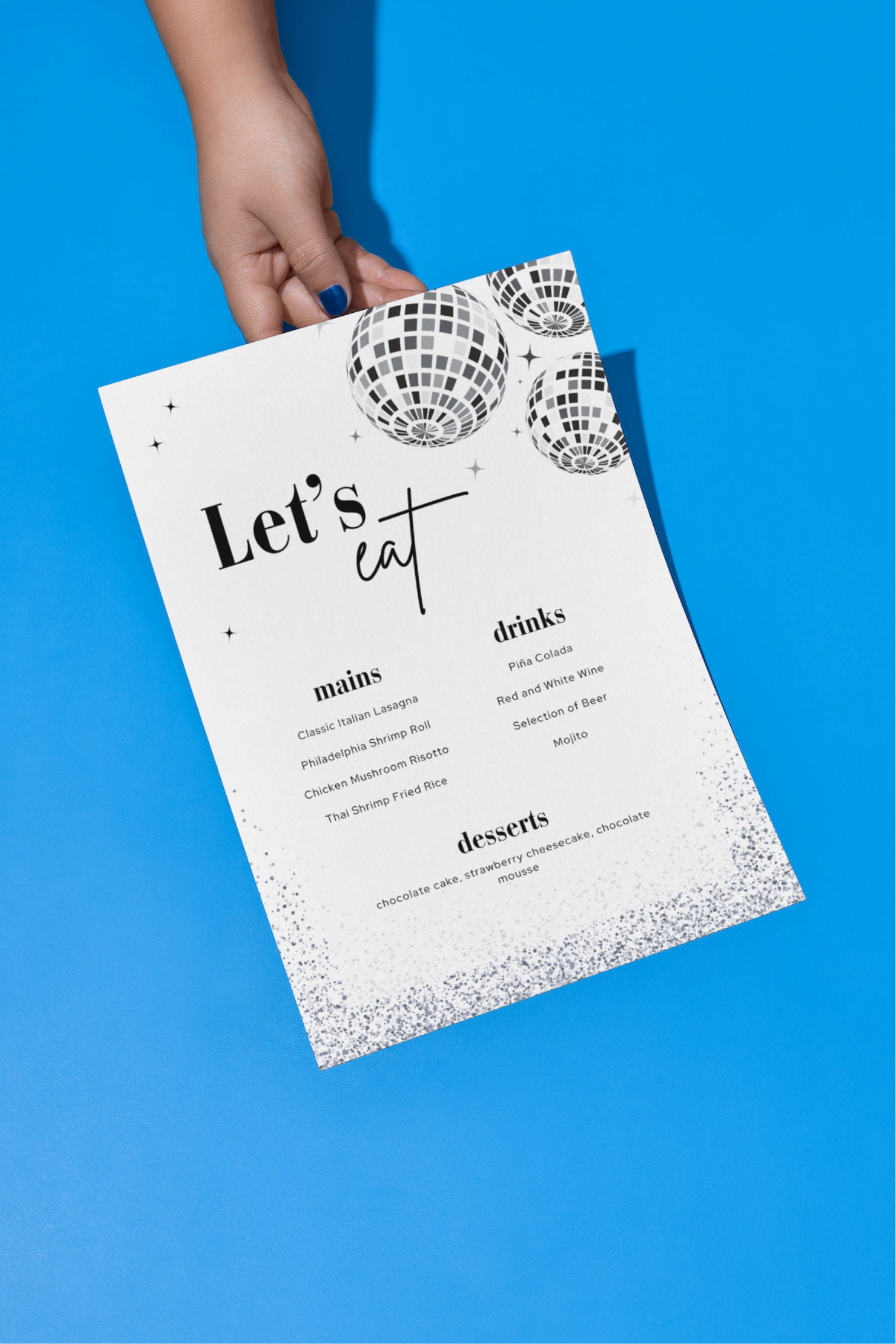 Disco Menu Template, Disco Menu Template, Disco Bridal Shower, 70s ...